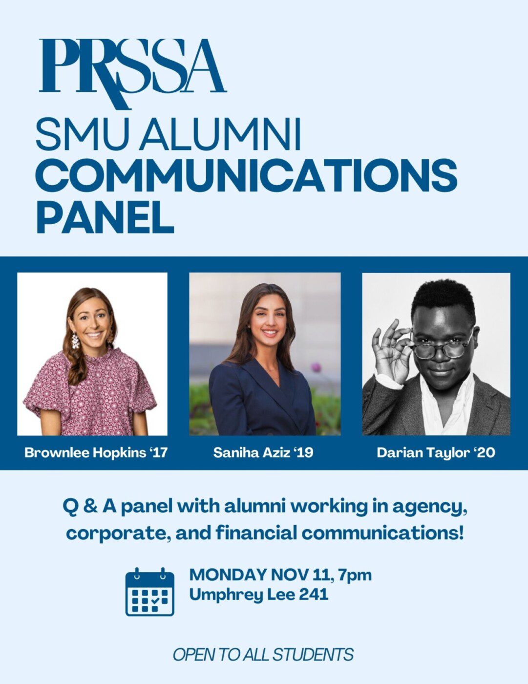 Join SMU PRSSA for the Communications Alumni Panel